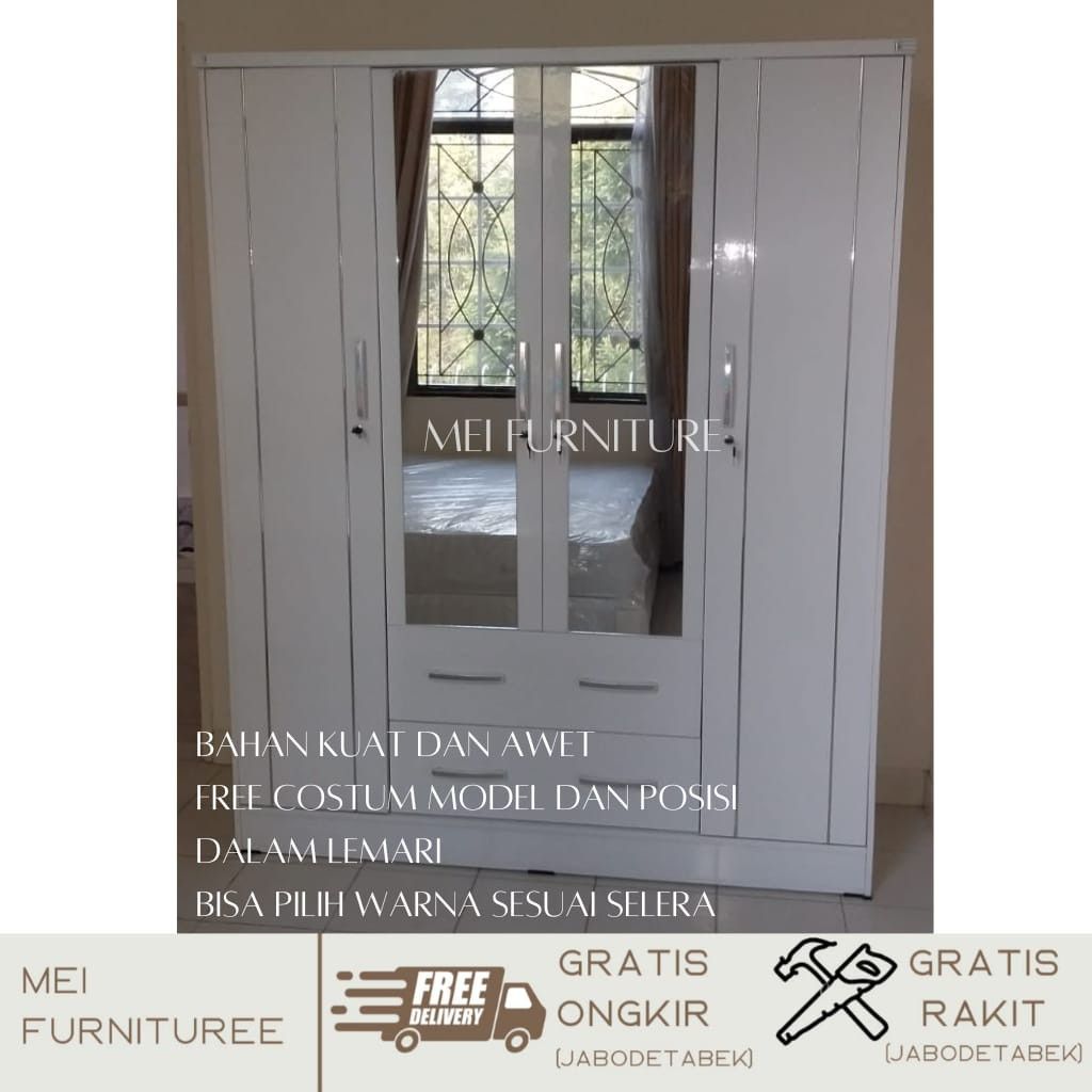 lemari pakaian 4 pintu swing, Perabotan Rumah di Carousell
