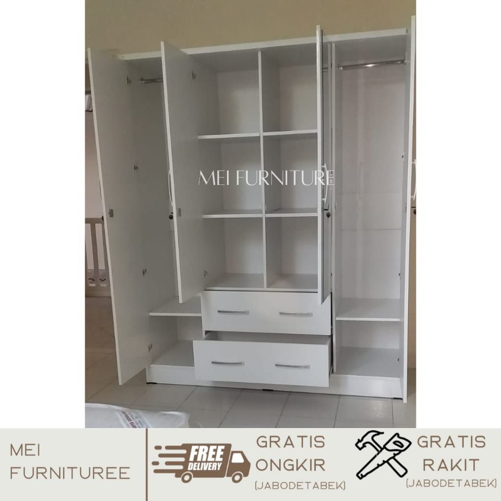 lemari pakaian 4 pintu swing, Perabotan Rumah di Carousell