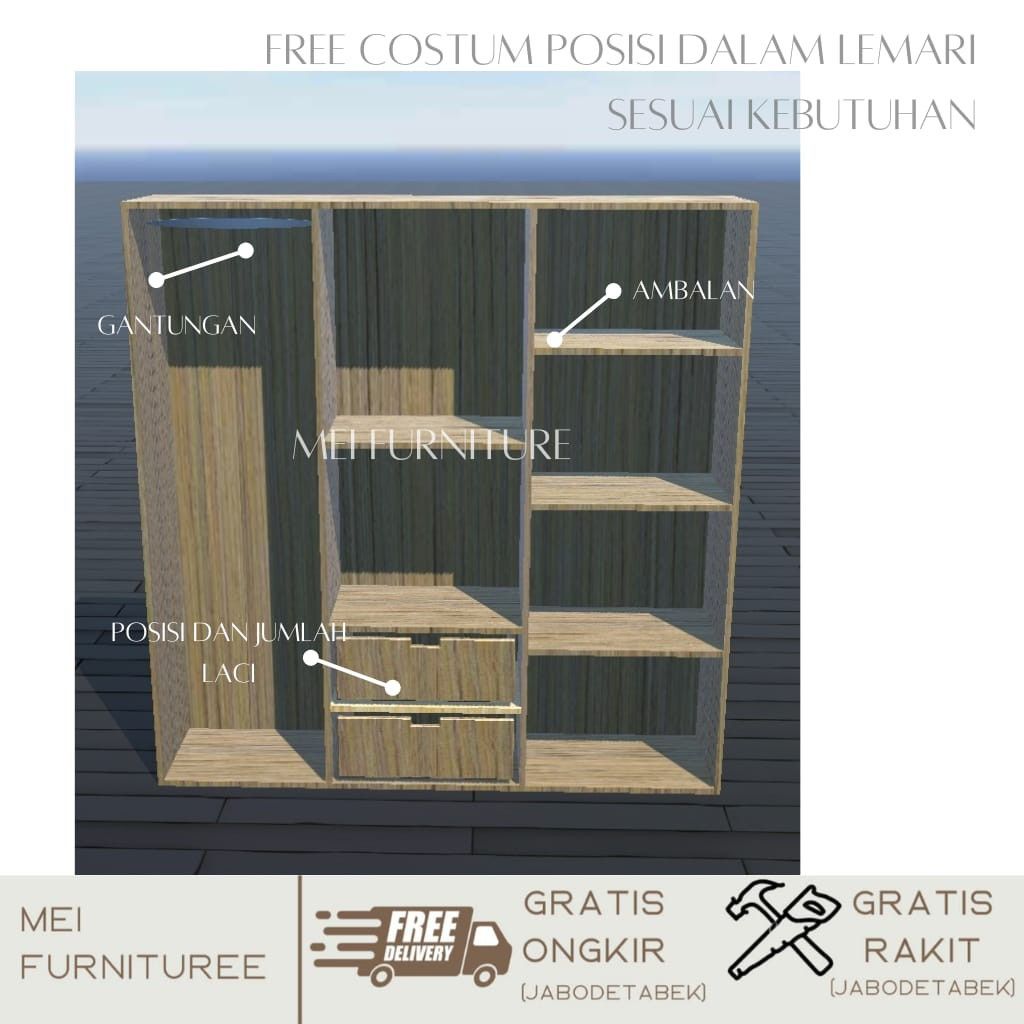 lemari pakaian 4 pintu swing, Perabotan Rumah di Carousell