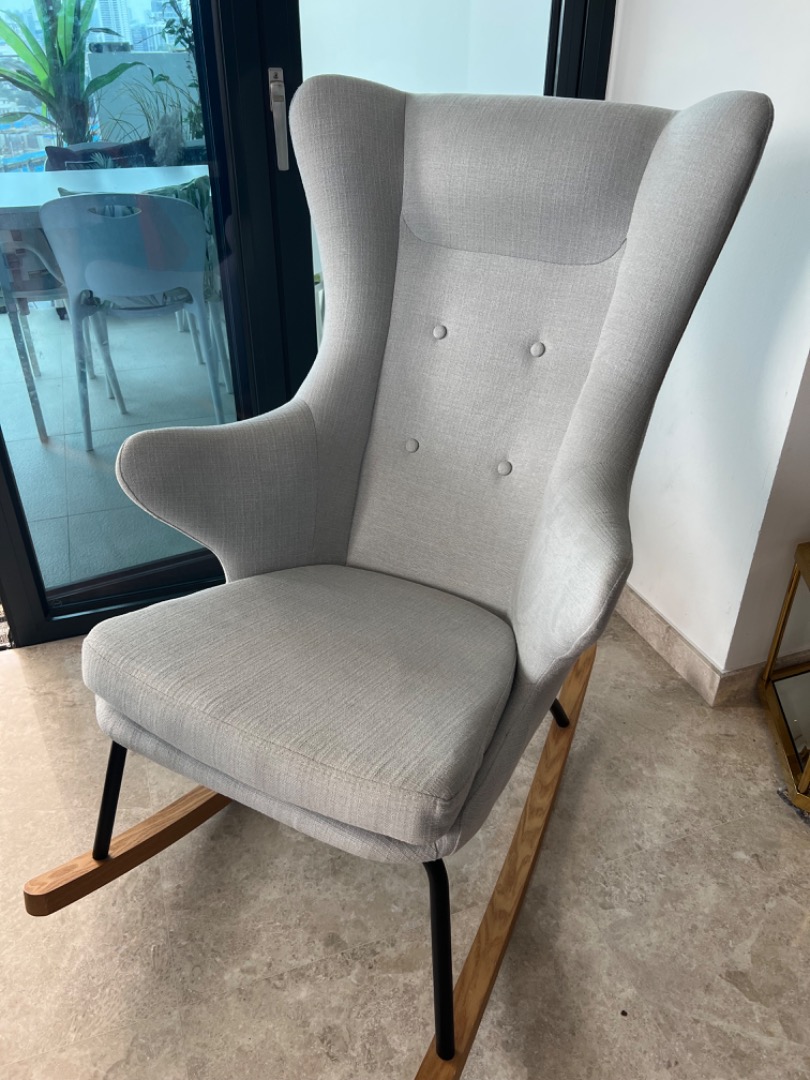 Light blue/light grey rocking chair, Furniture & Home Living, Furniture ...