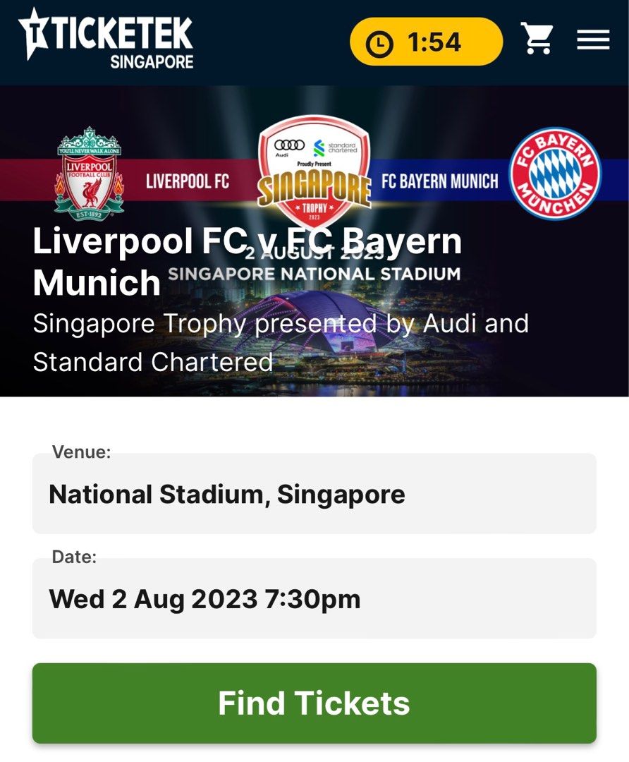 Liverpool FC v FC Bayern Munich, Tickets & Vouchers, Event Tickets on Carousell
