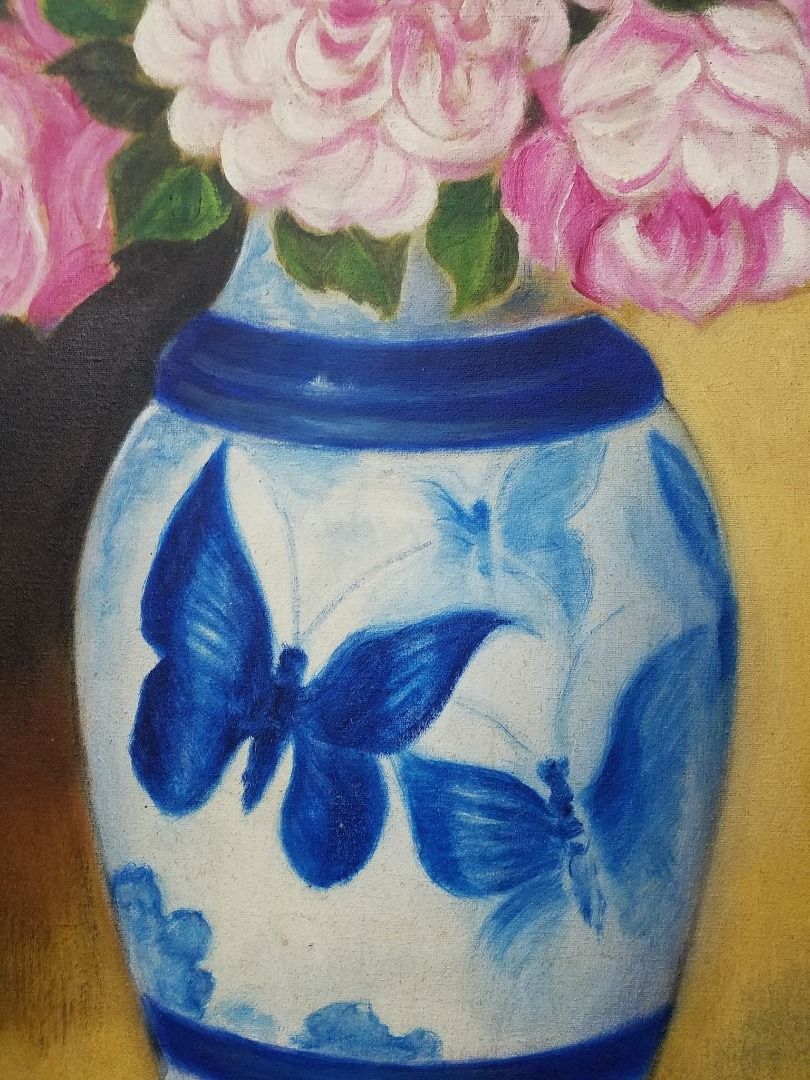 Lukisan Bunga Mawar Pink Karya Dullah 1971, Perabotan Rumah di Carousell