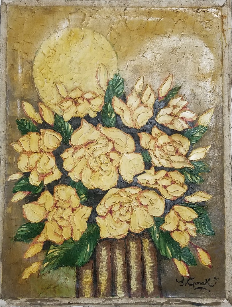 Lukisan Bunga Mawar Putih Karya Maestro Tatang Ganar 1990 Bersertifikat ...