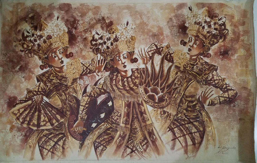 Lukisan Tiga Penari Legong Karya I Made Sutamayasa Tahun 2006 ...