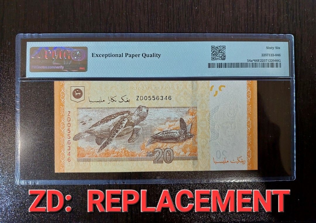 Malaysia RM20 PREFIX ' ZD ' ZETI Replacement 12th Series Banknote PMG ...