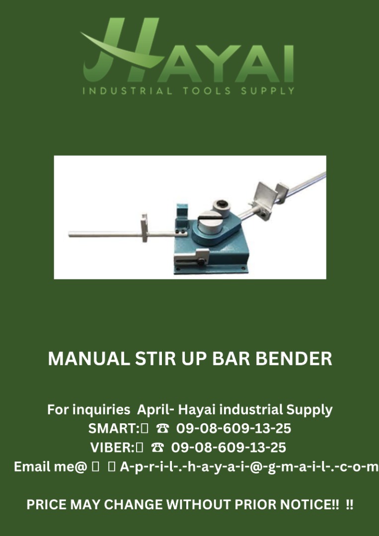 Manual stir up bar bender, Commercial & Industrial, Construction Tools ...