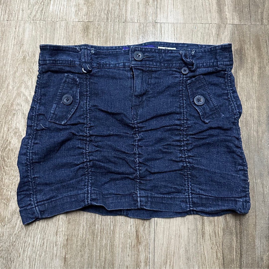 MILEY CYRUS x MAX AZRIA y2k vintage blue denim scrunched mini skirt on ...