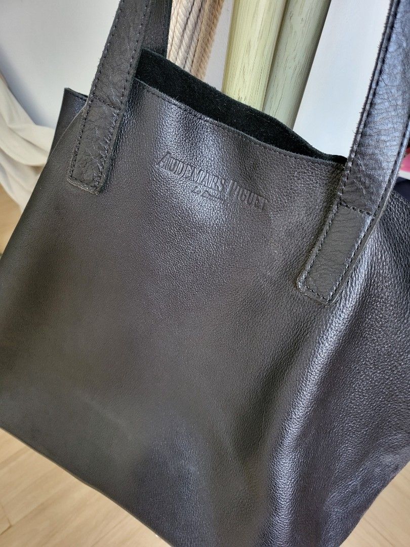 New Audemars Piguet Black Leather Tote Bag, Luxury, Watches on Carousell