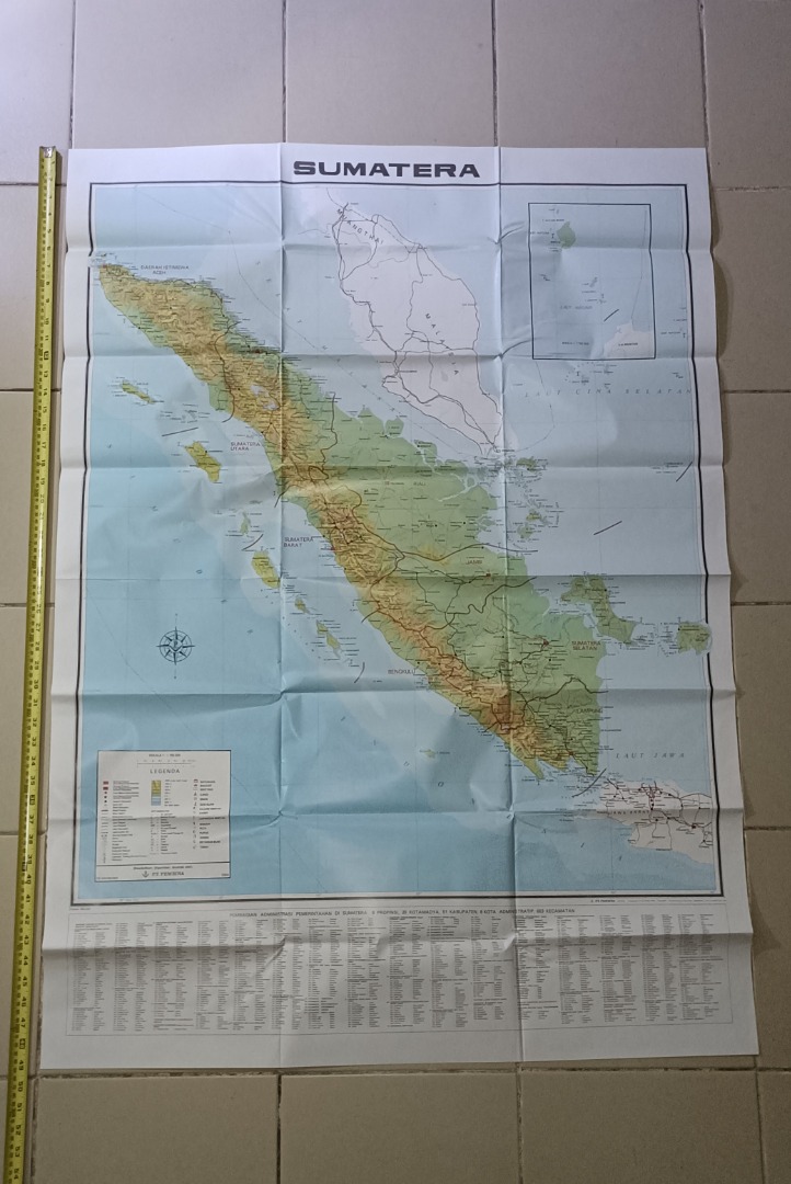 New-Old-Stock : 1984 Sumatera Map(900mm X 1250mm), Hobbies & Toys ...
