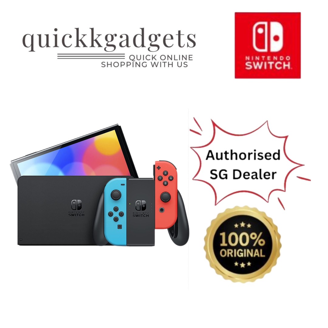 Nintendo Switch OLED Model Set Neon Blue/Neon Red, Video Gaming, Video ...