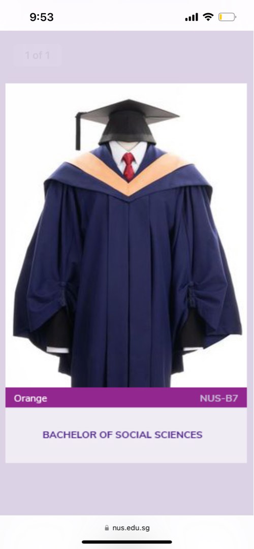 NUS Bachelor of Social Science Graduation Gown with mortarboard, Women ...