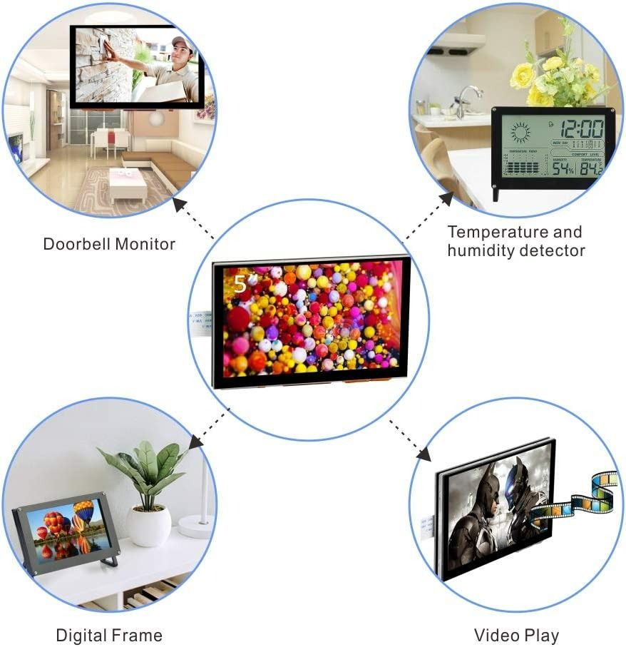 OSOYOO 5 Inch DSI Touch Screen LCD Display 800x480 for Raspberry Pi 4 B ...