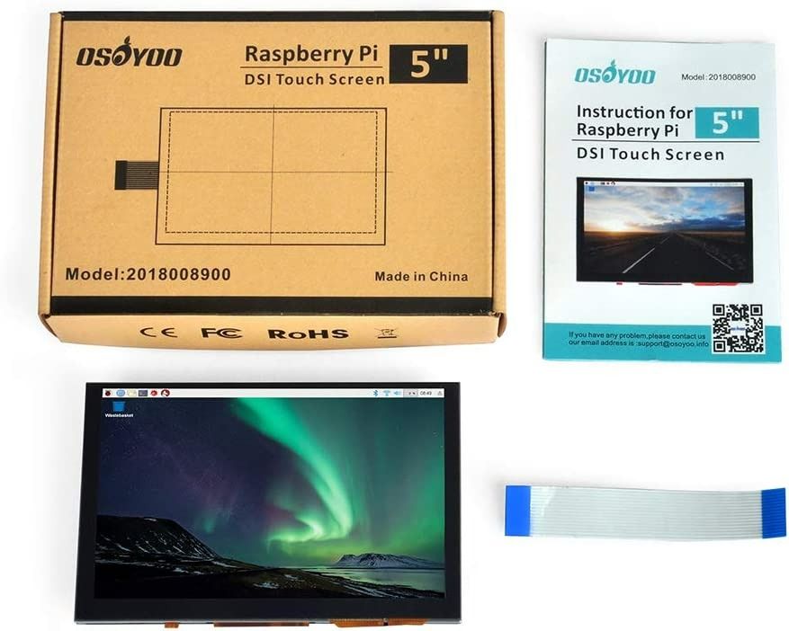 OSOYOO 5 Inch DSI Touch Screen LCD Display 800x480 for Raspberry Pi 4 B 3 Model B+ 2 ...