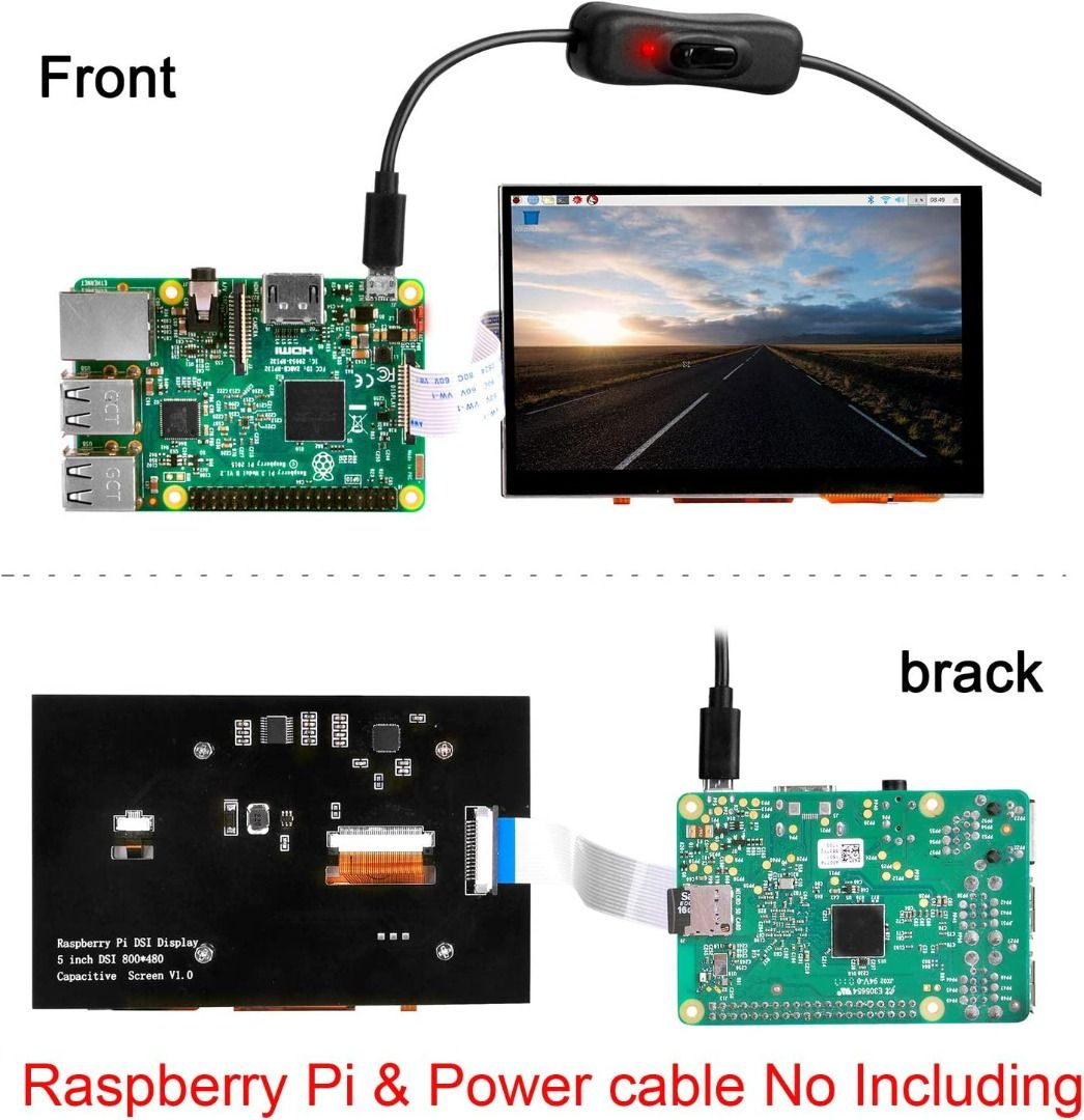 OSOYOO 5 Inch DSI Touch Screen LCD Display 800x480 for Raspberry Pi 4 B 3 Model B+ 2 ...