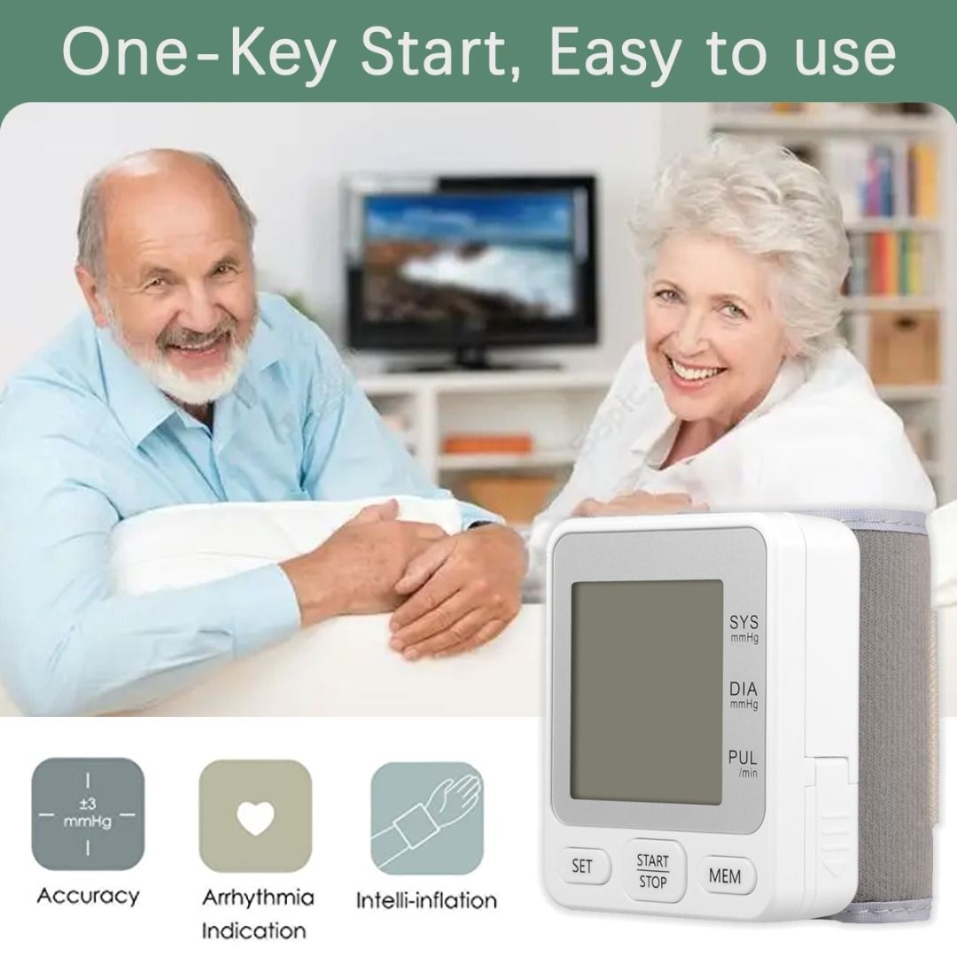 Portable Wrist Blood Pressure Monitor Voice Automatic Digital ...
