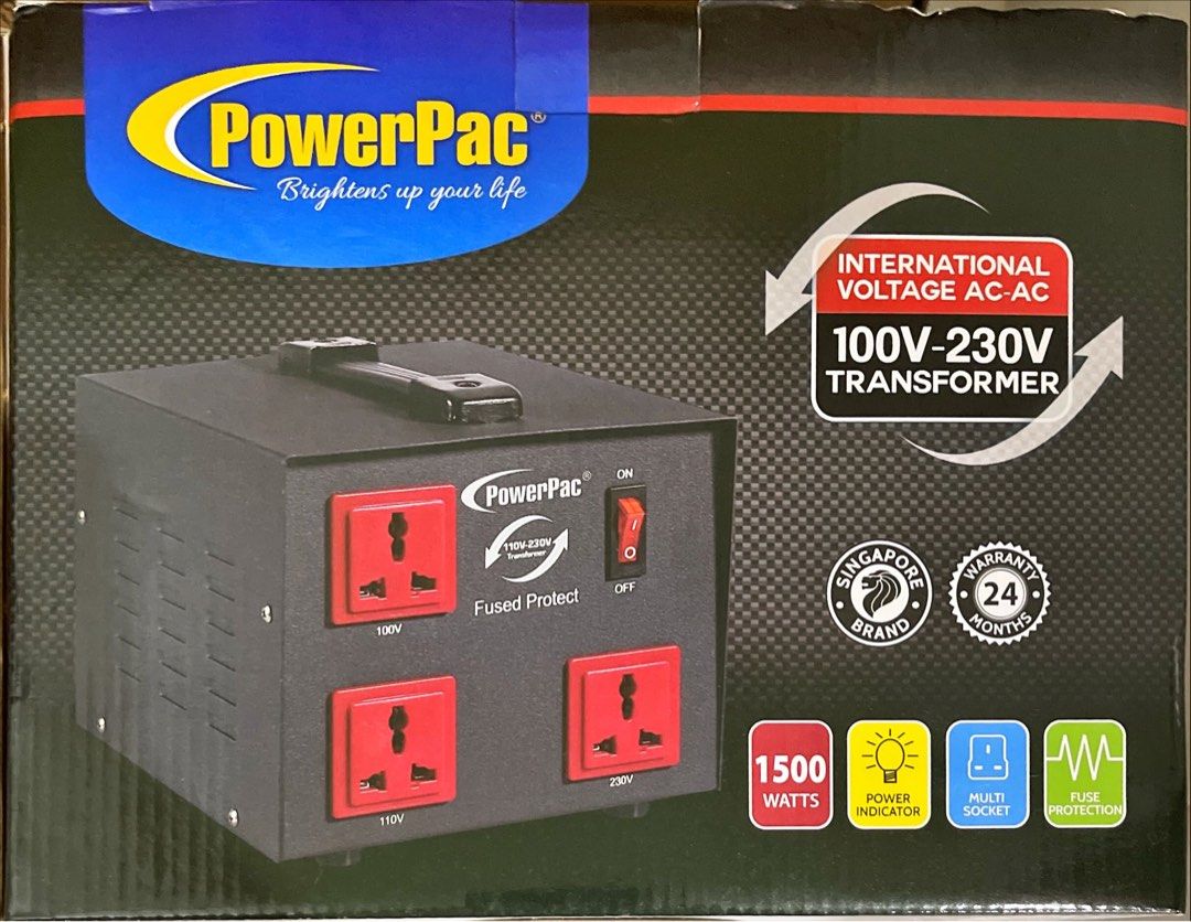 PowerPac 1500W Heavy Duty Step Up & Down Voltage Converter Transformer ...