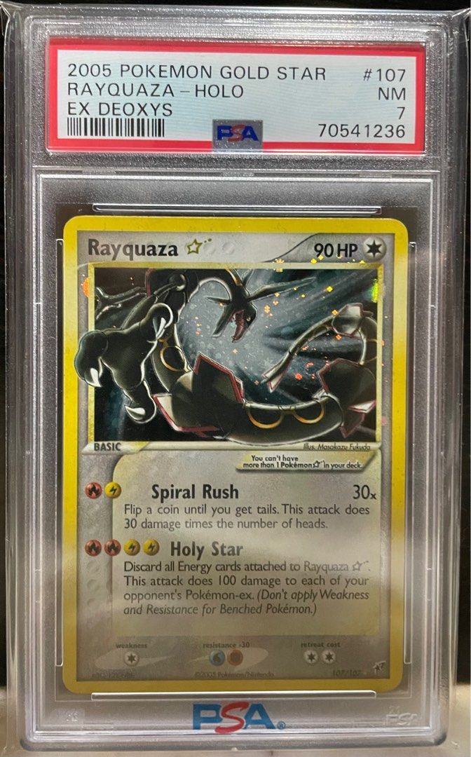 Rayquaza gold star PSA 7, Hobbies & Toys, Toys & Games on Carousell