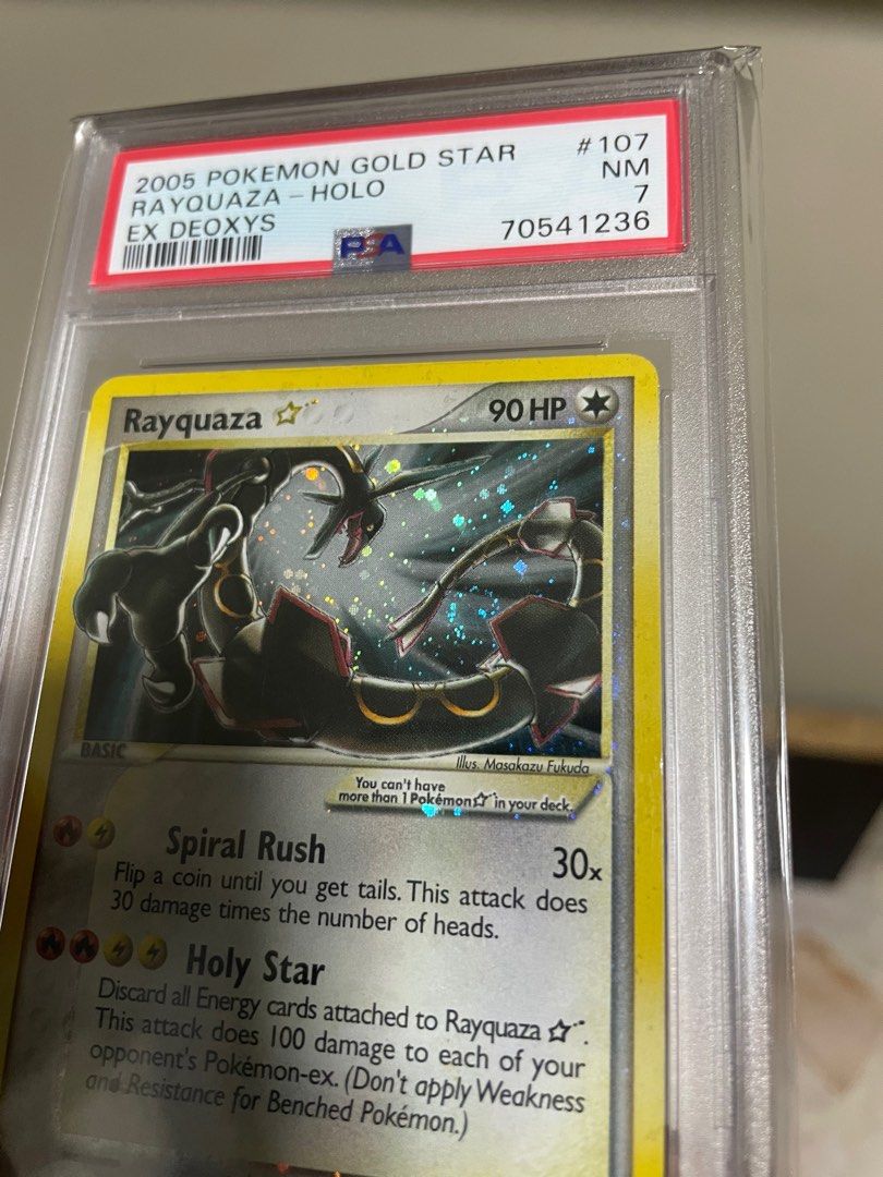 Rayquaza gold star PSA 7, Hobbies & Toys, Toys & Games on Carousell