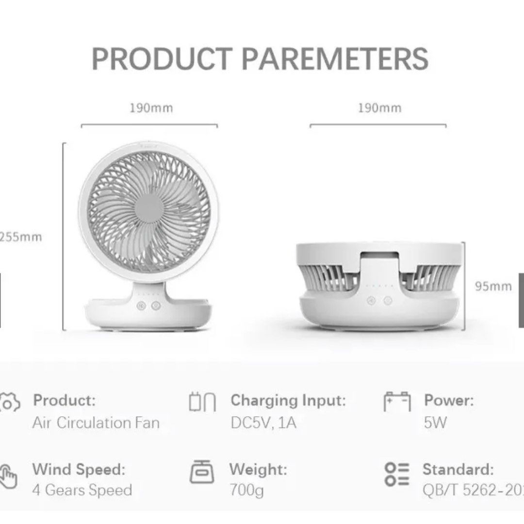 Wall mount / Rechargeable Portable Fan with remote, Furniture & Home ...