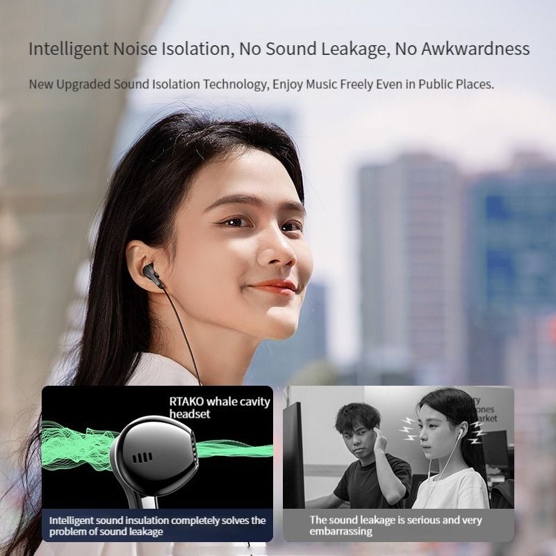 Rtako Whale Cavity Sound Quality Earphones with Microphone, compatible ...