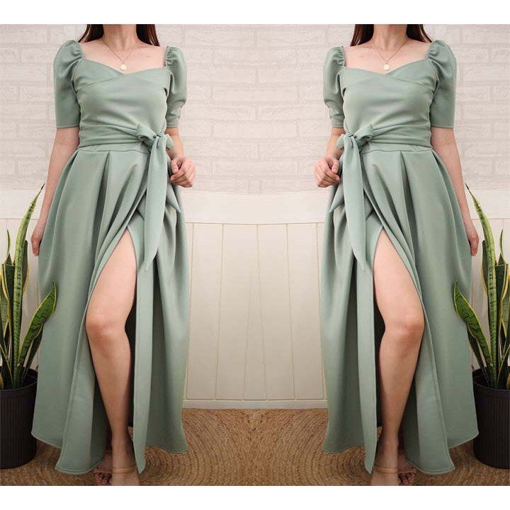 Sage Green Formal Long Gown Entourage Bridal Dress on Carousell