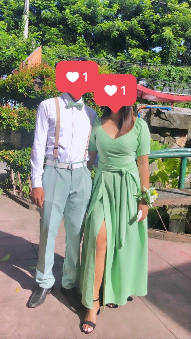 Sage Green Formal Long Gown Entourage Bridal Dress on Carousell