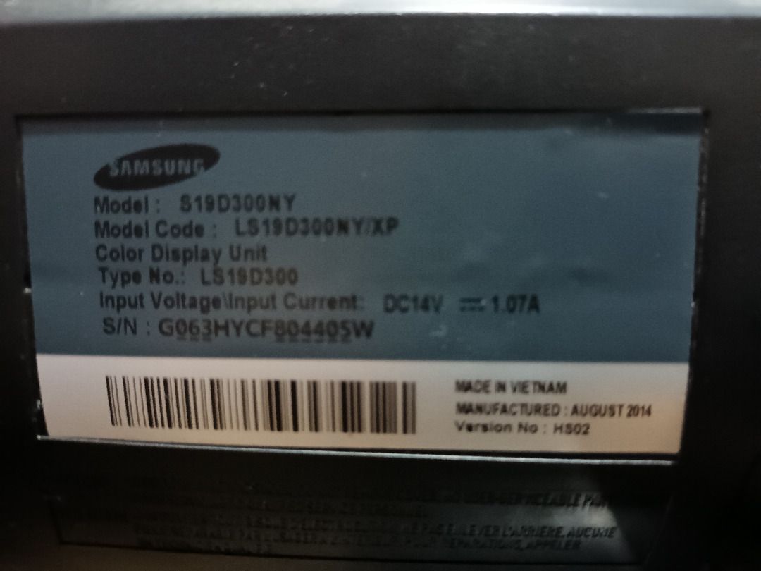 SAMSUNG MONITOR S19D300NY, Computers & Tech, Parts & Accessories ...