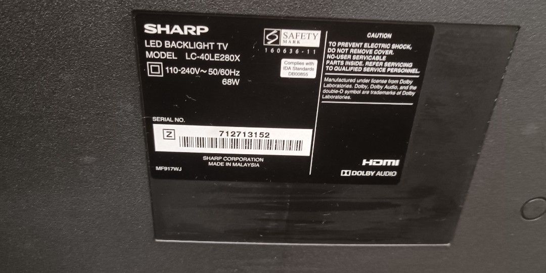 Sharp Aquos 40" LED TV - Non smart, TV & Home Appliances, TV & Entertainment, TV on Carousell