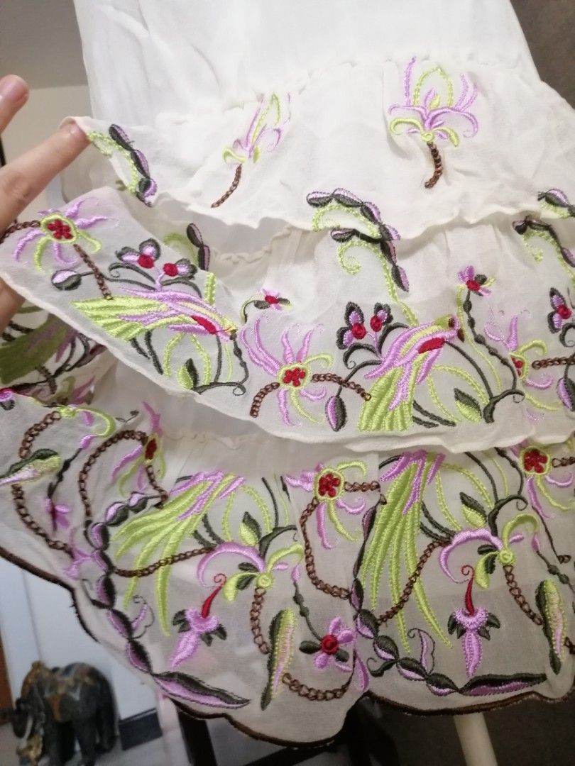 Silk embroidery layered dress, Women's Fashion, Dresses & Sets, Dresses ...