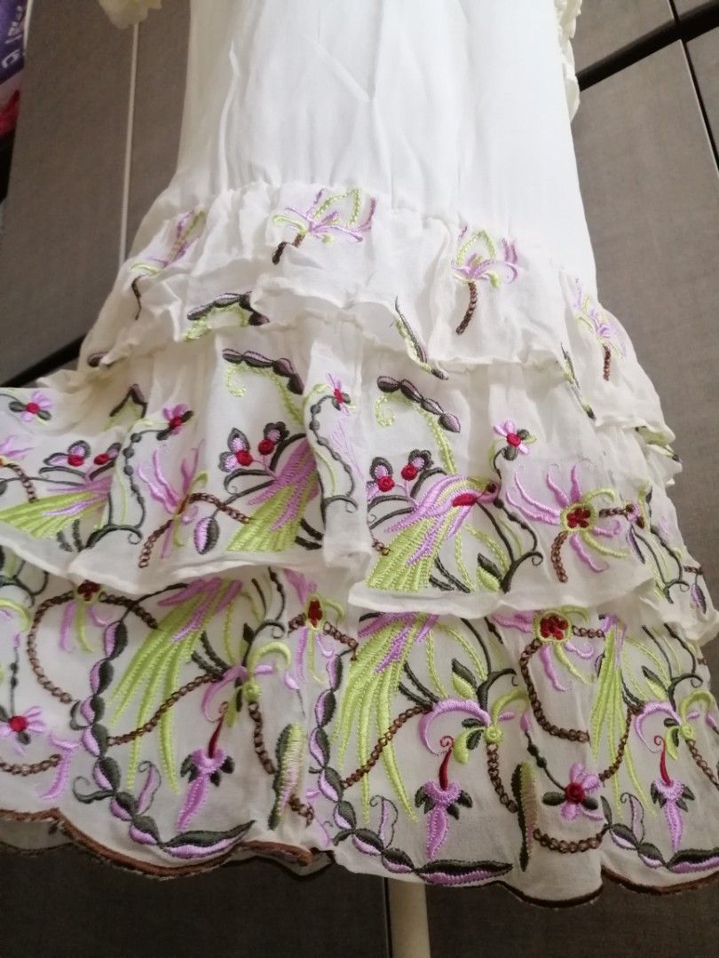 Silk embroidery layered dress, Women's Fashion, Dresses & Sets, Dresses ...