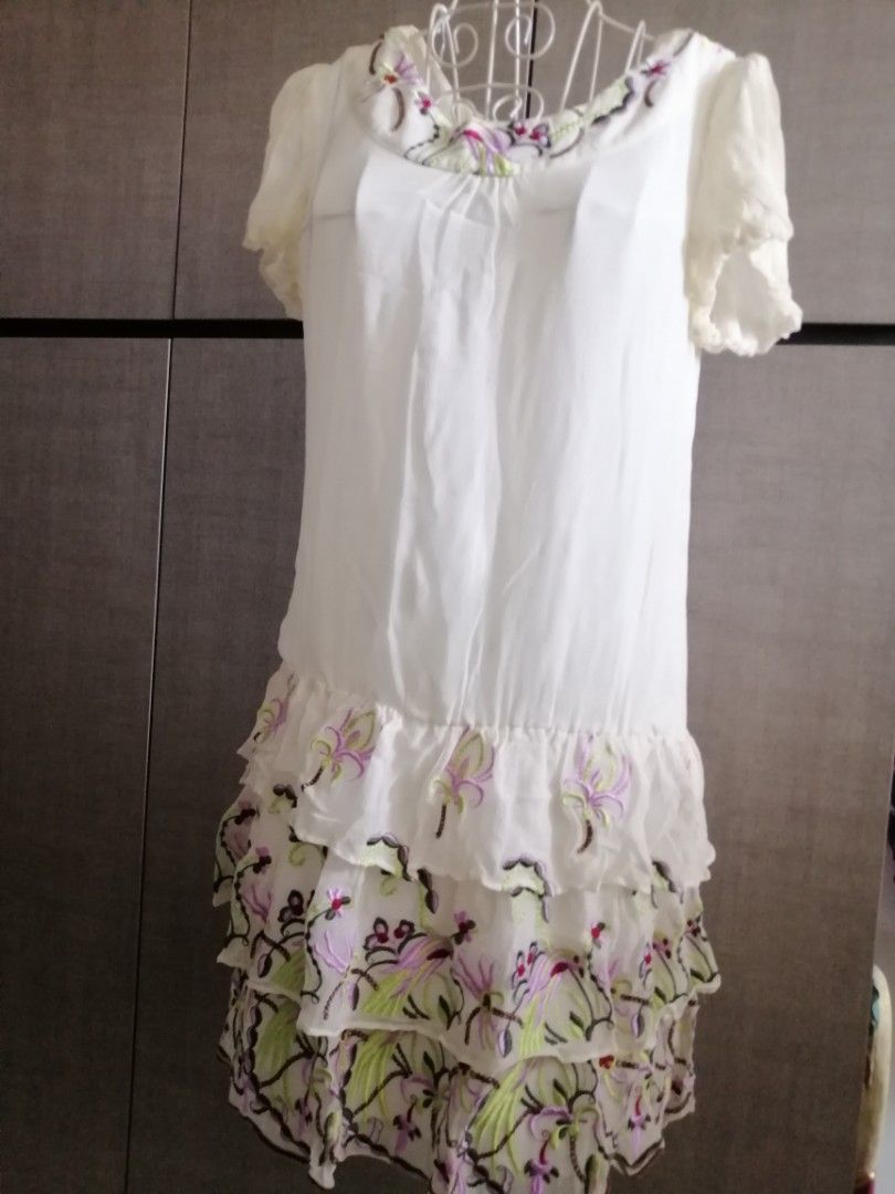 Silk embroidery layered dress, Women's Fashion, Dresses & Sets, Dresses ...