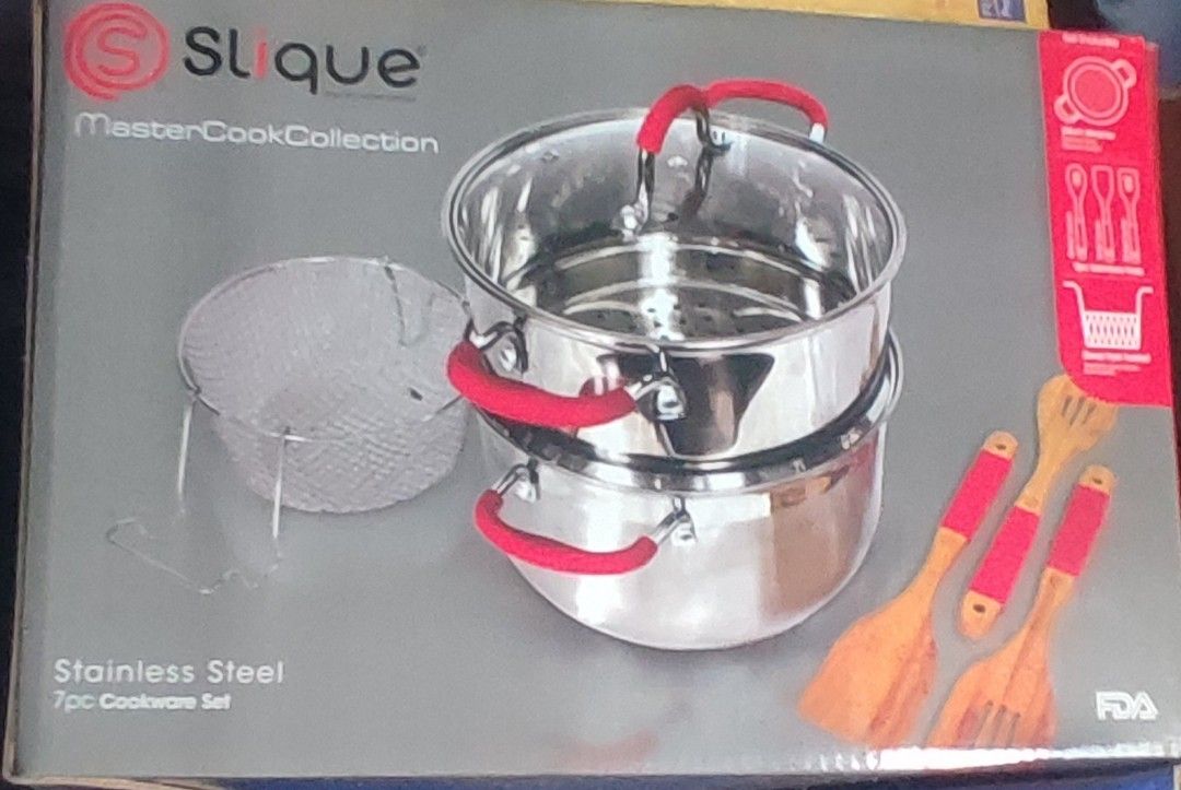 Slique 7pc Stainless Steel Cookware Set, Furniture & Home Living ...