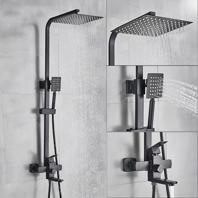 Square Design Bath & Shower with Overhead and Hand Shower Set ...