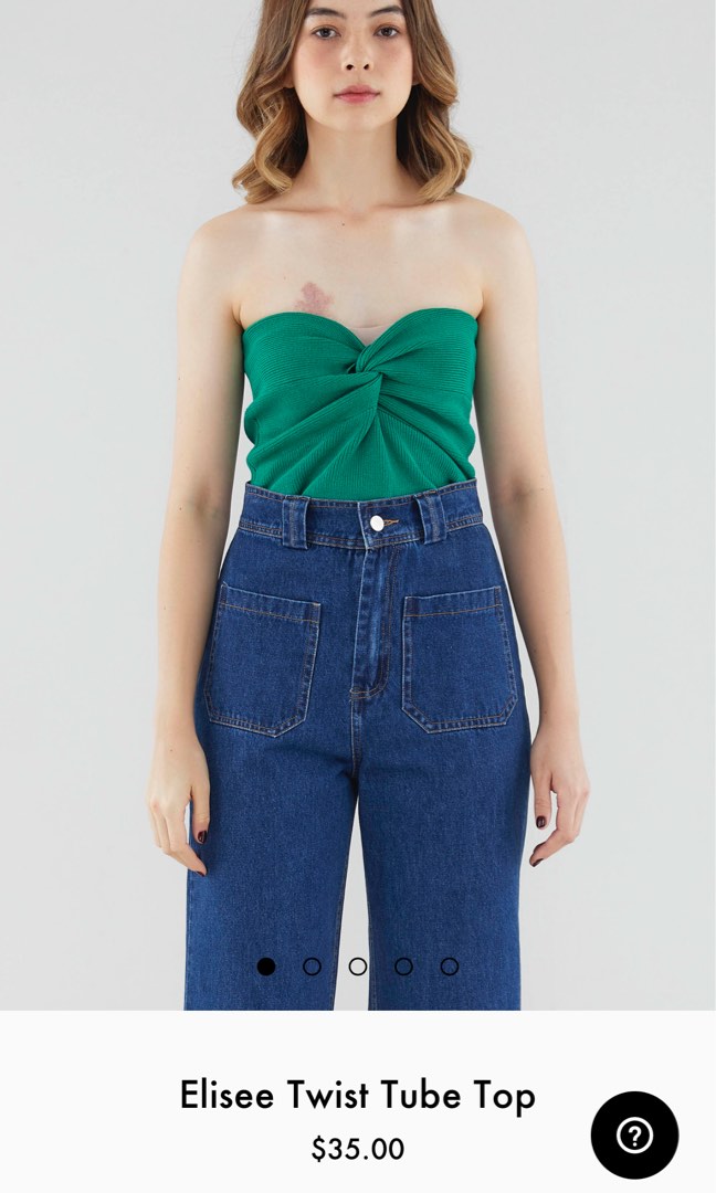 TEM Elisee Twist Tube Top - Lush Green, Women's Fashion, Tops ...