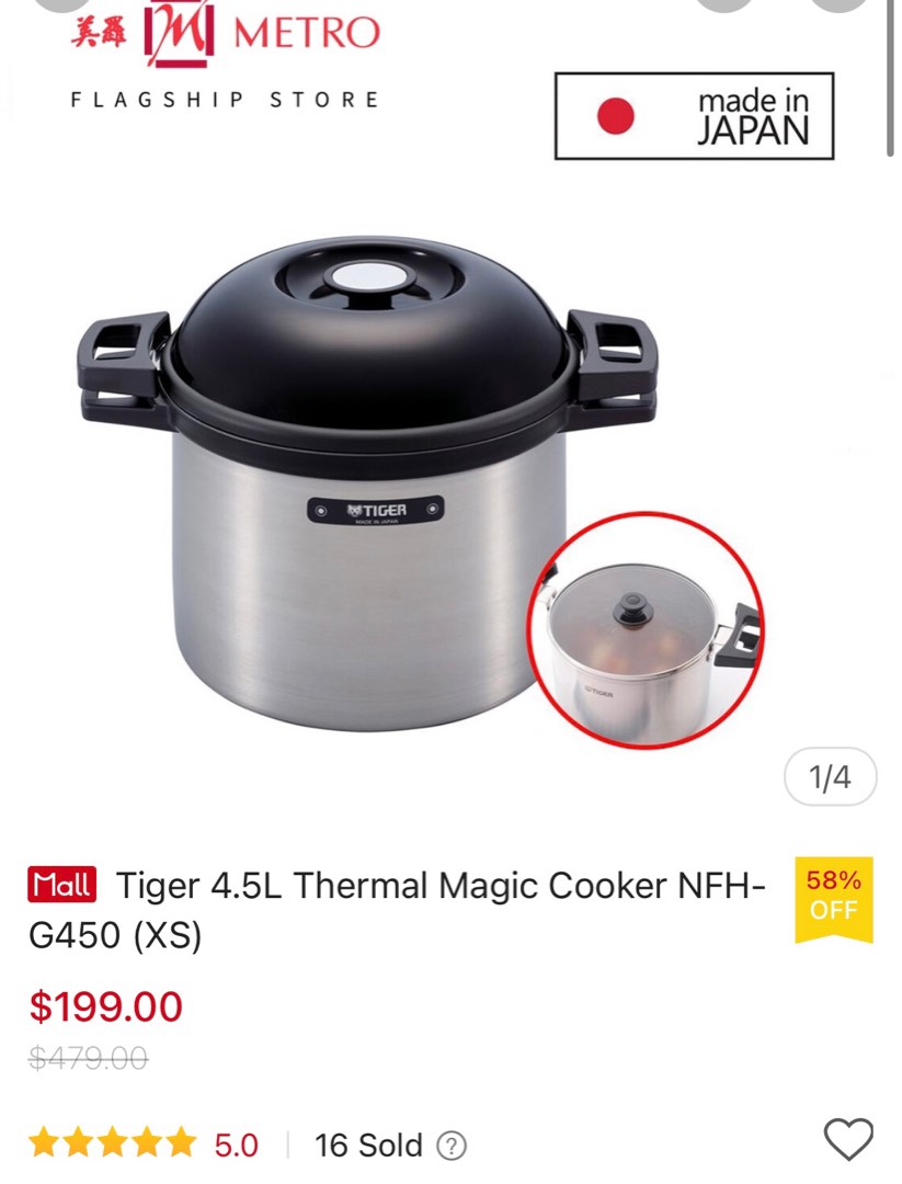 TIGER 4.5L Thermal Magic Cooker, Furniture & Home Living, Kitchenware ...