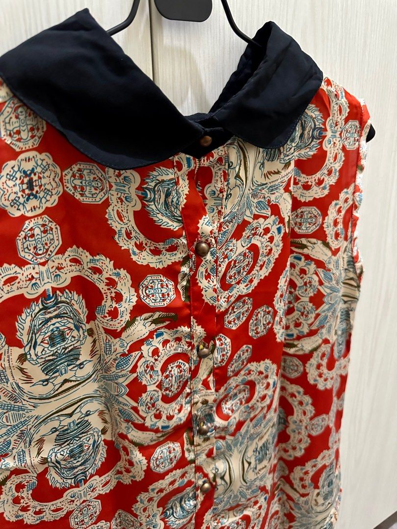 TOP ATASAN SATIN BATIK MERAH BAJU WANITA DRESS CELANA HEBETHELABEL BATEEQ DANAR HADI KERIS SEMAR ...