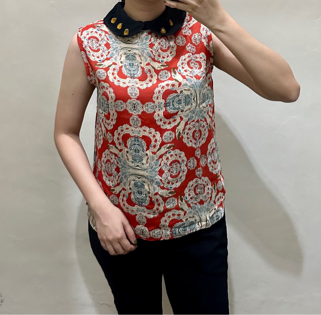 TOP ATASAN SATIN BATIK MERAH BAJU WANITA DRESS CELANA HEBETHELABEL ...