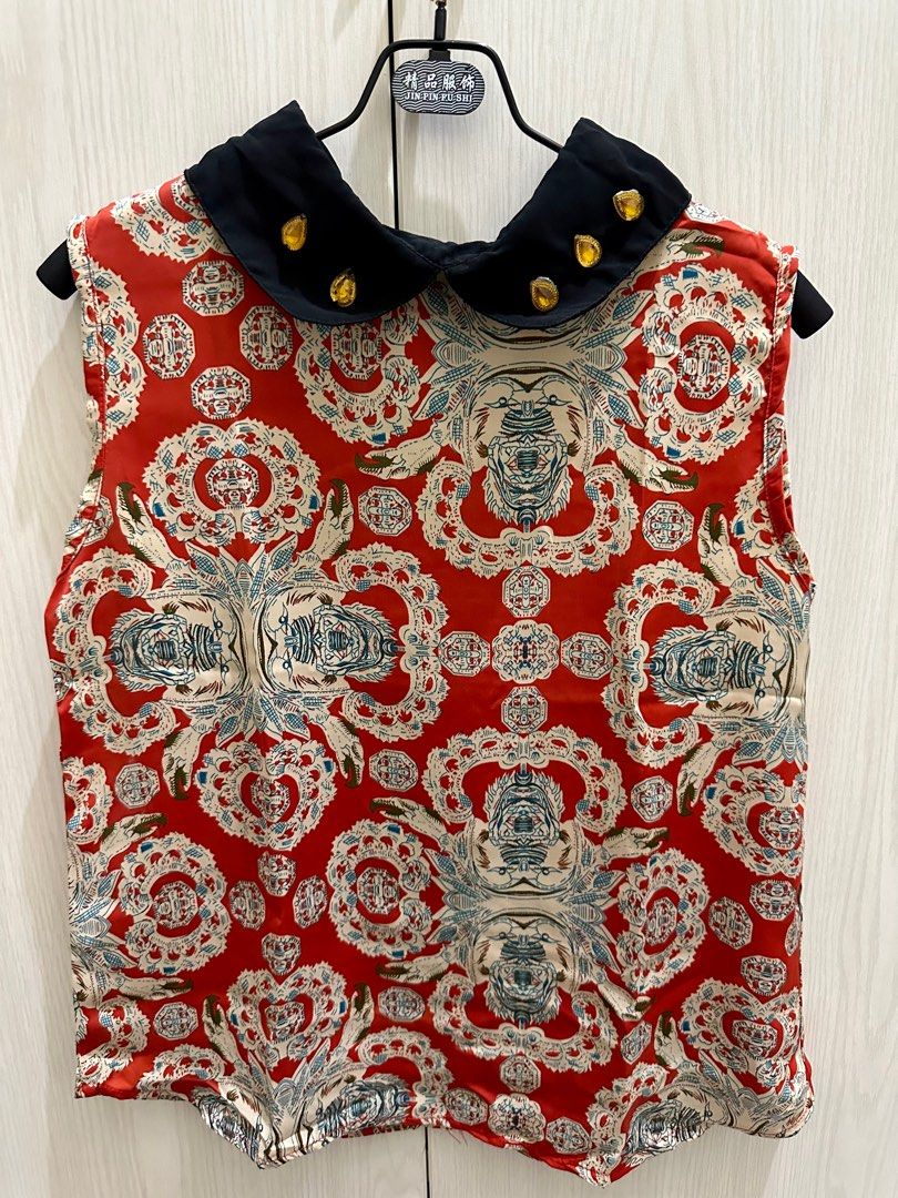 TOP ATASAN SATIN BATIK MERAH BAJU WANITA DRESS CELANA HEBETHELABEL BATEEQ DANAR HADI KERIS SEMAR ...