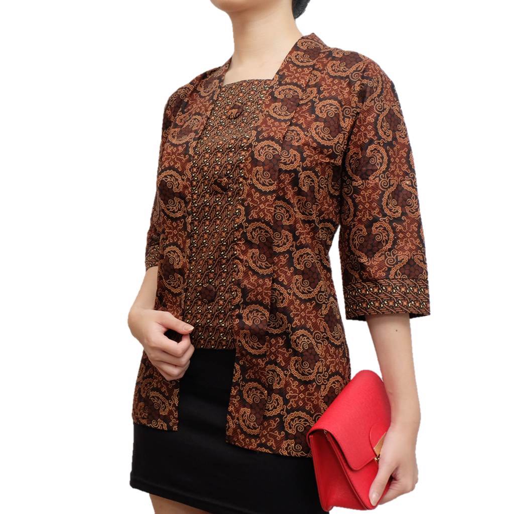 Top Batik - Atasan Batik - Blouse Batik - Motif 5 - Coklat, Fesyen Wanita, Pakaian Wanita ...