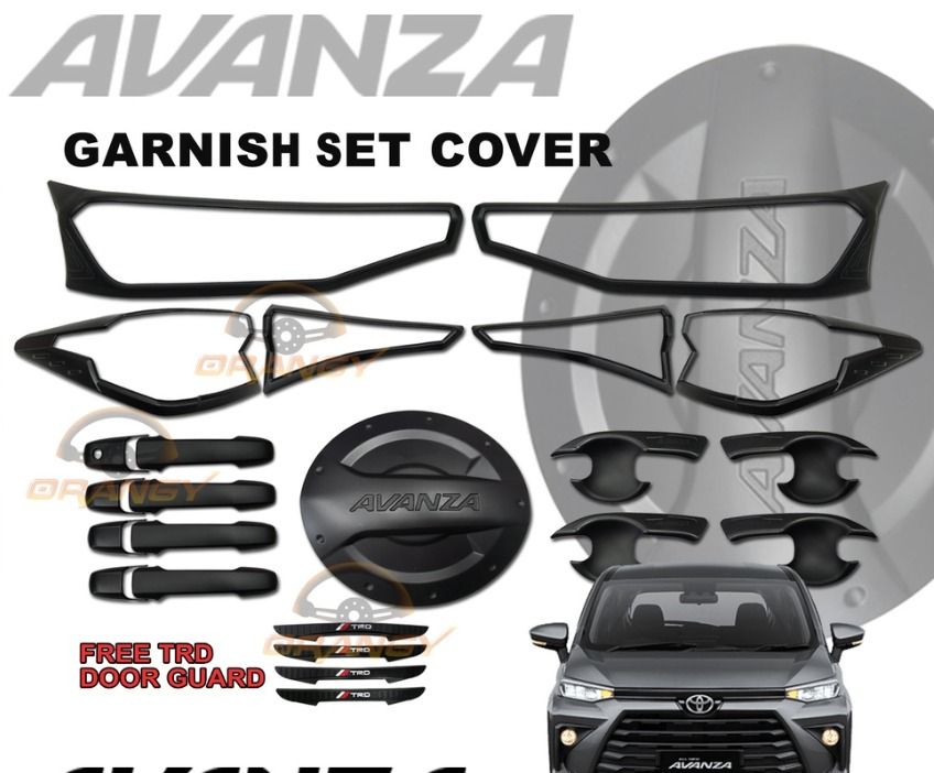 Toyota Avanza 2022 to 2023 Garnish Combo set cover Matte Black FREE TRD ...