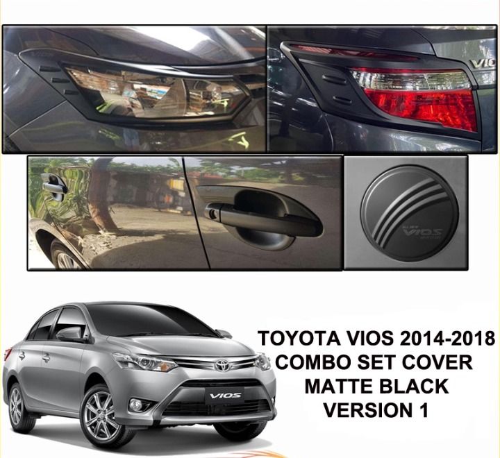 Toyota Vios 2014 to 2018 Garnish Combo set cover Matte Black 2015 2016 ...