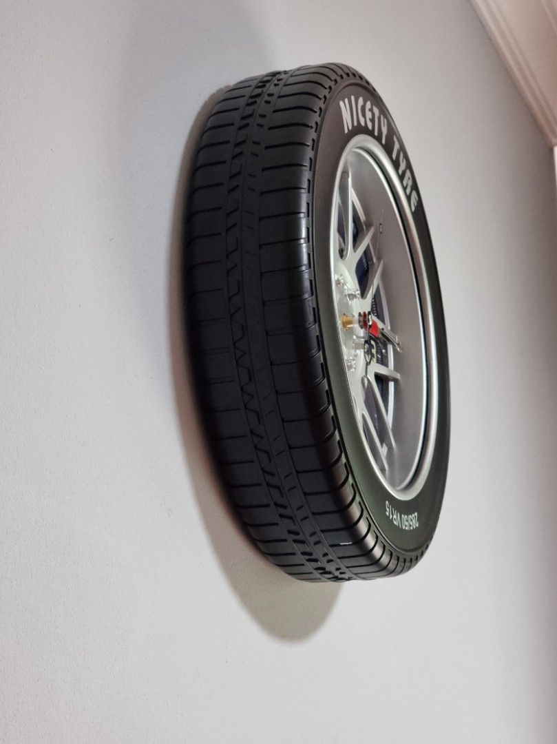 Tyre wheel Wall Clock black and blue, Furniture & Home Living, Home ...