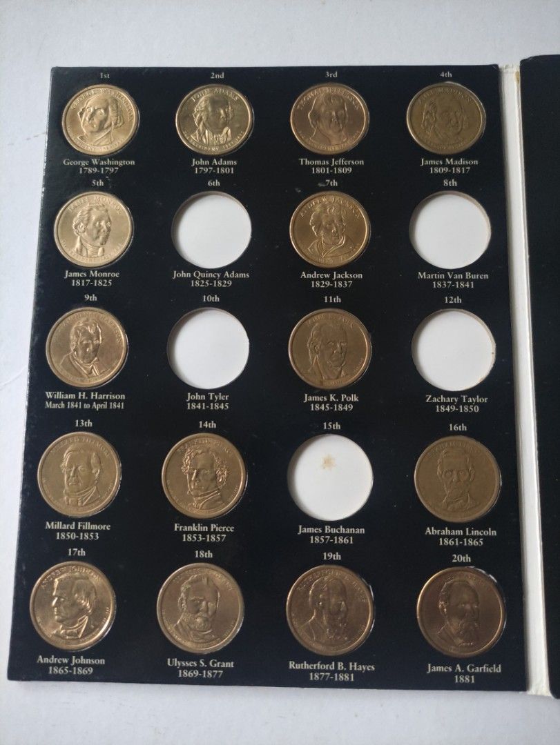 US Presidents Dollar Coin Album (with 20 coins included) on Carousell