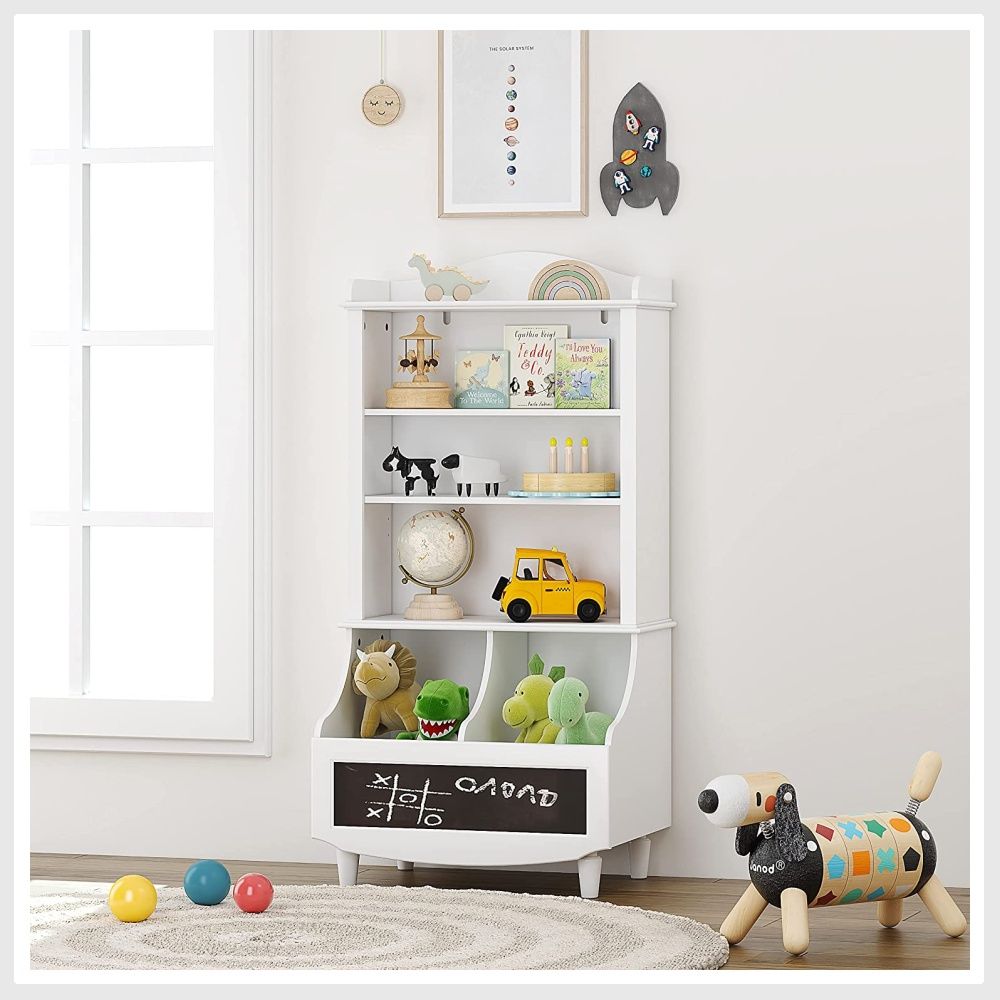 UTEX Kids Bookshelf and Toy Storage, Kids Wood Bookcase with Blackboard ...
