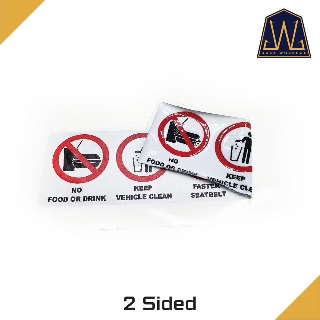 Window Decal Warning Labels for PHV, No Food and Drinks, No Littering ...