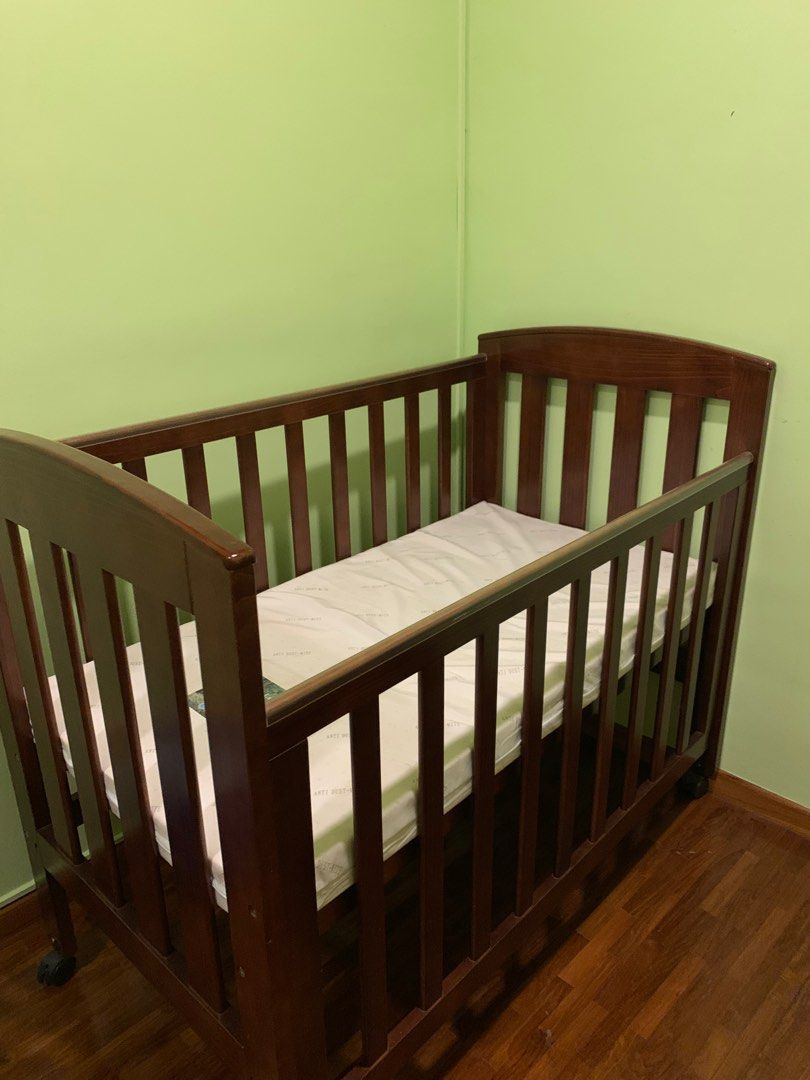 Wooden cot with adjustable height, Babies & Kids, Baby Nursery & Kids ...
