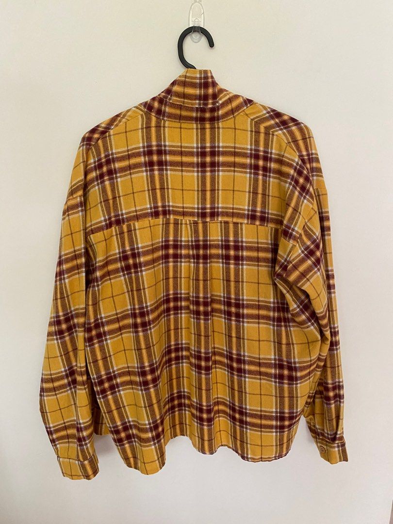 Yellow Flannel Shirt Jacket, Women's Fashion, Coats, Jackets and ...