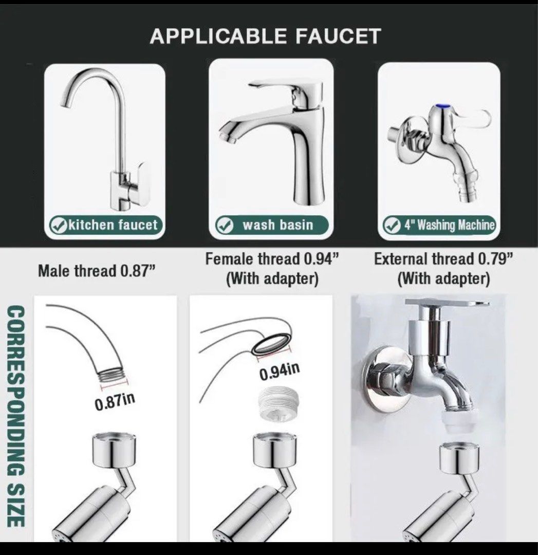 1080 Universal Rotation Faucet Extender Sprayer Head Kitchen Robot Arm ...