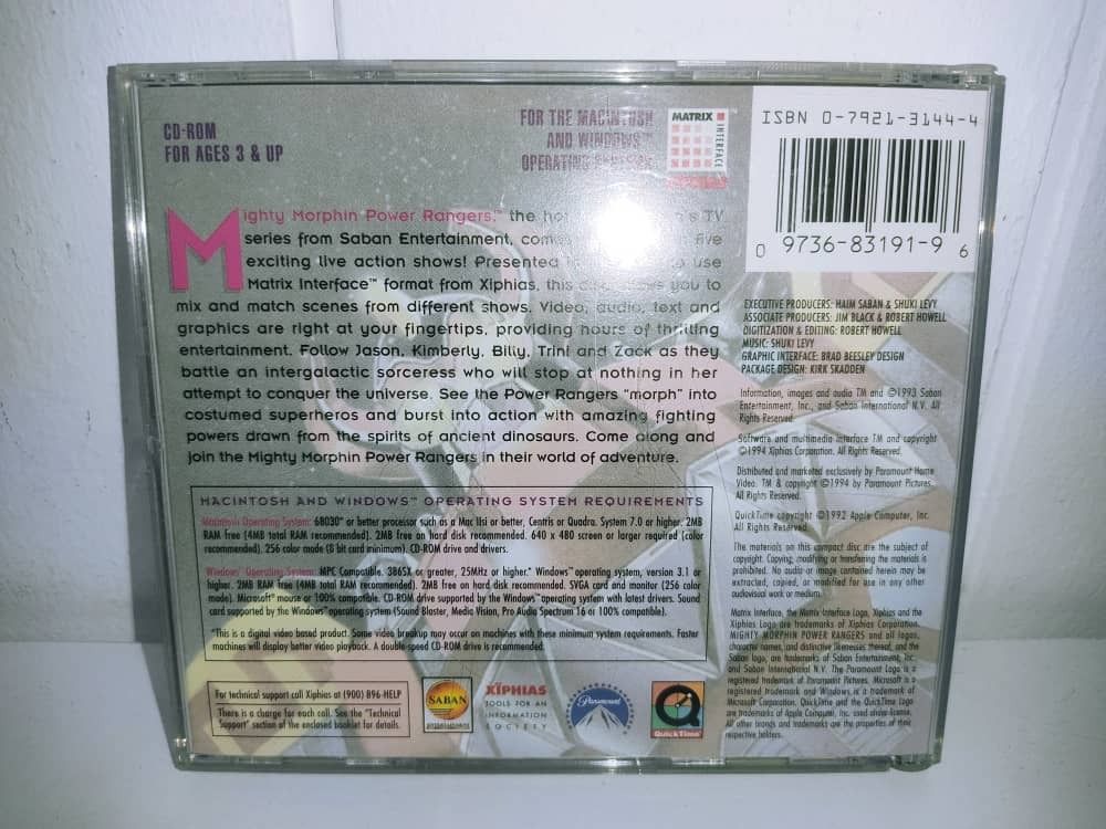 1994 MMPR MIGHTY MORPHIN POWER RANGERS WINDOWS/MAC CD-ROM XIPHIAS, Hobbies & Toys, Collectibles ...