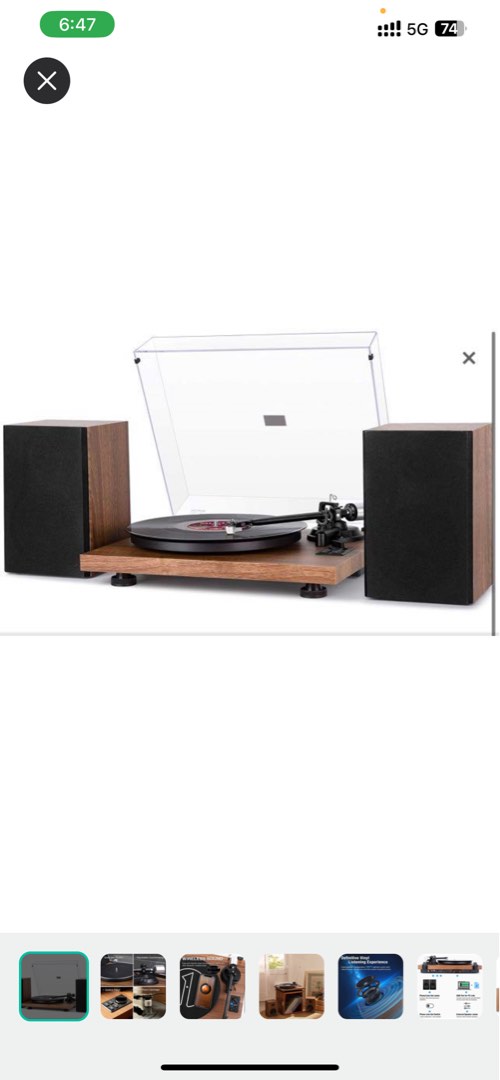 1 BY ONE Bluetooth Turntable HiFi System with 36 Watt Bookshelf ...